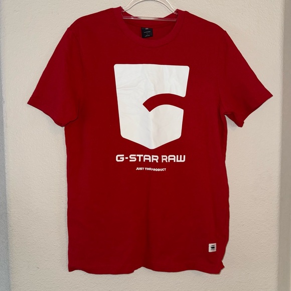 G-Star | Shirts | Gstar Raw Mens Red Cotton Tshirt Size Large | Poshmark